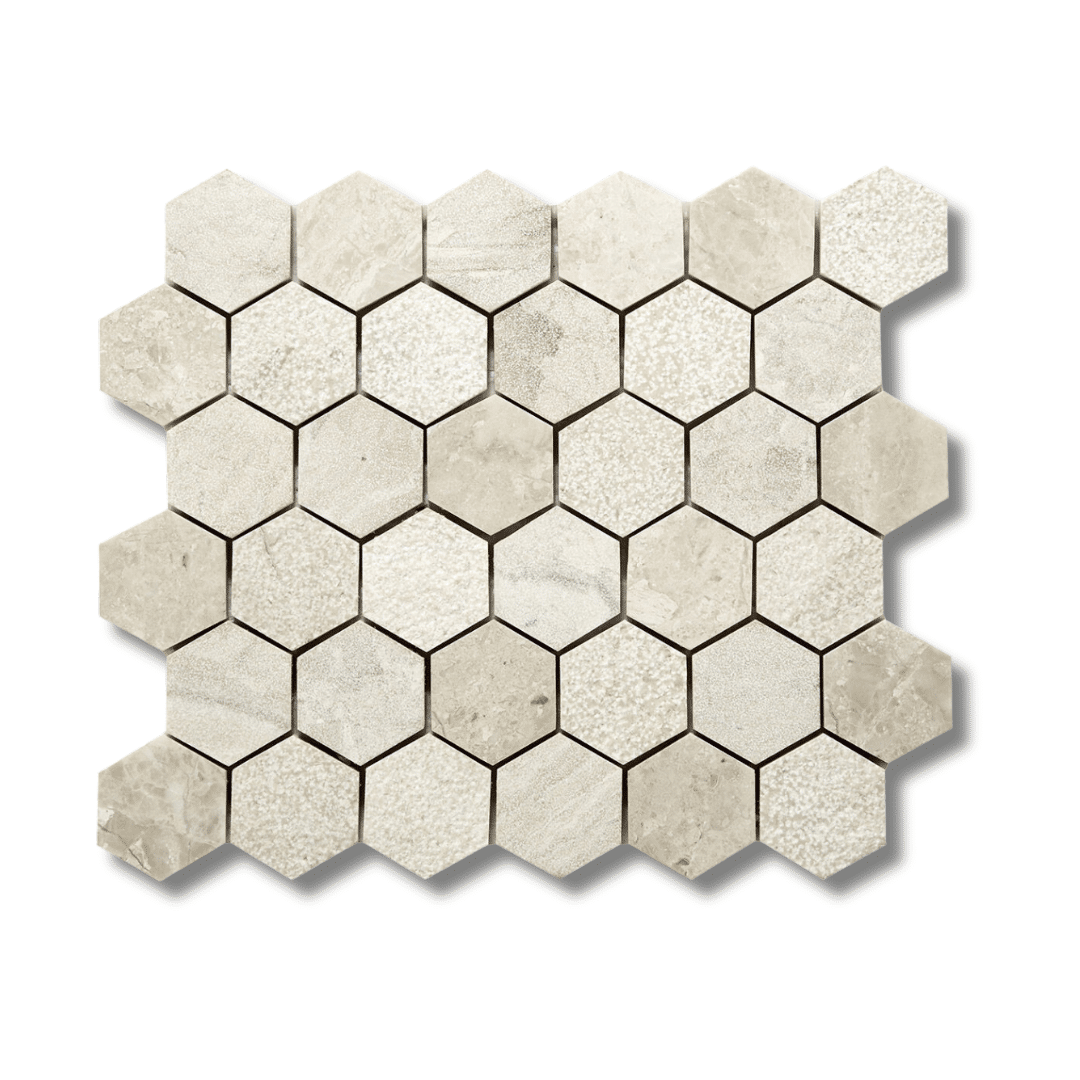 Vanilla Cream Marble Hexagon Mosaic Mix Finish Tiles – Elliren Tiles